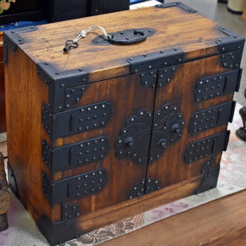 Antique Japanese Sea Chest Strongbox (ca. 1915) | Kiri Wood Funa Dansu FU46