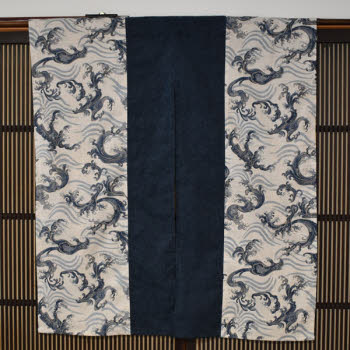 White Waves Japanese Noren - Unique Doorway Curtain